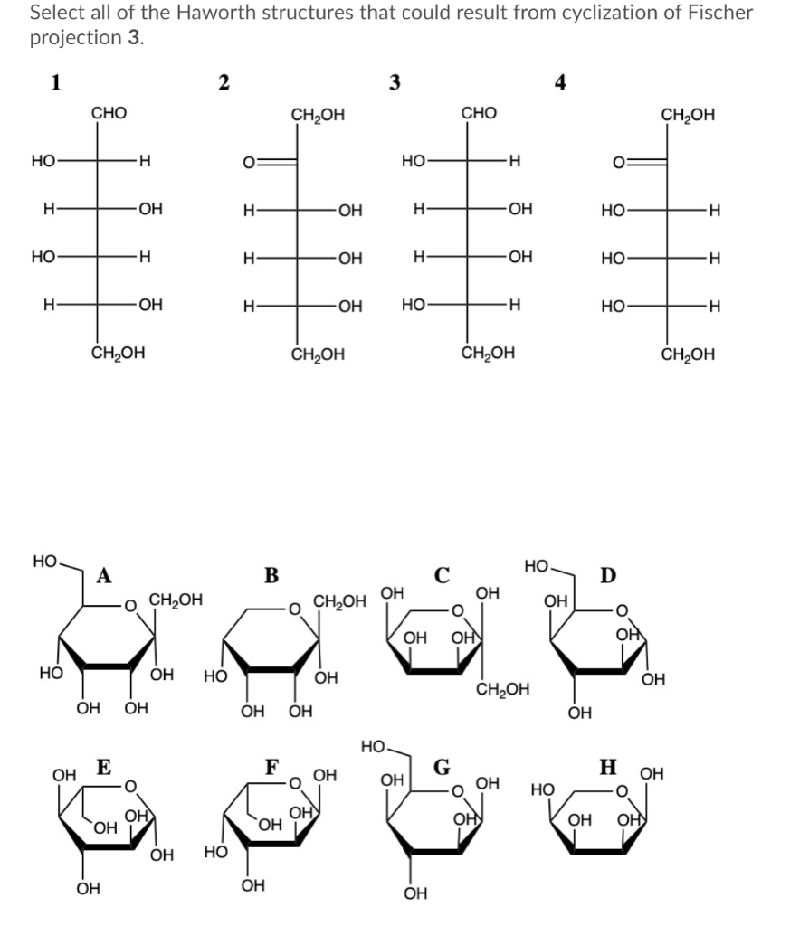 Solved Select all of the Haworth structures that could | Chegg.com