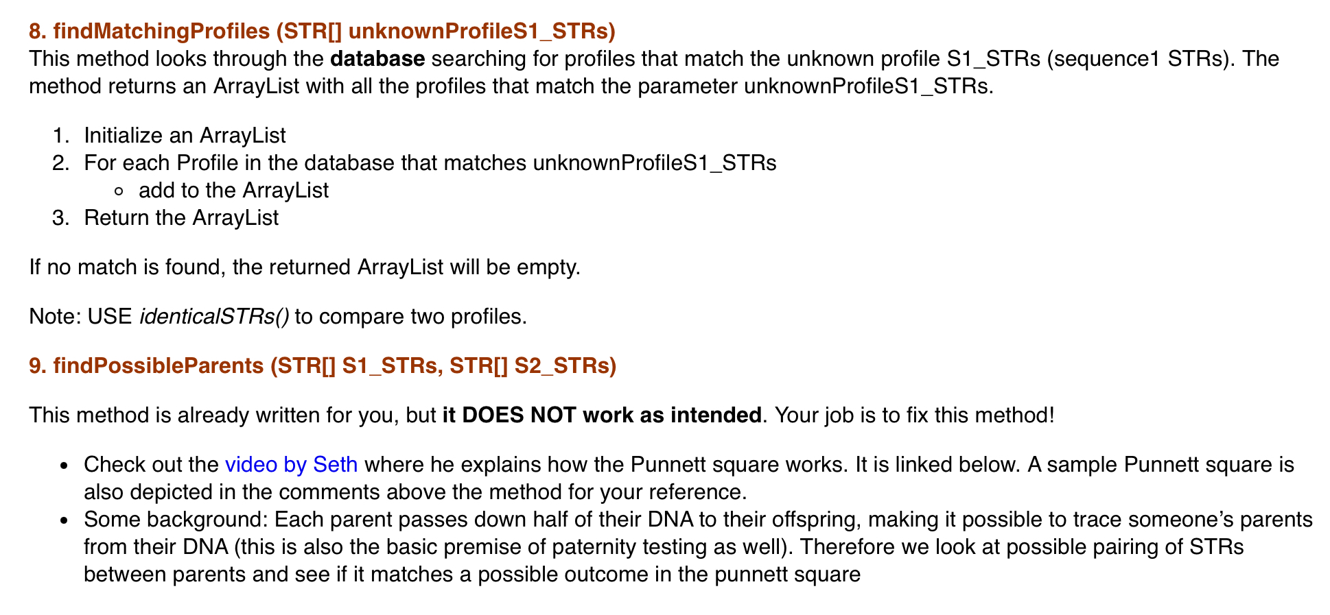 Solved 6. createDatabaseSTRs() Creates the STRs for each | Chegg.com