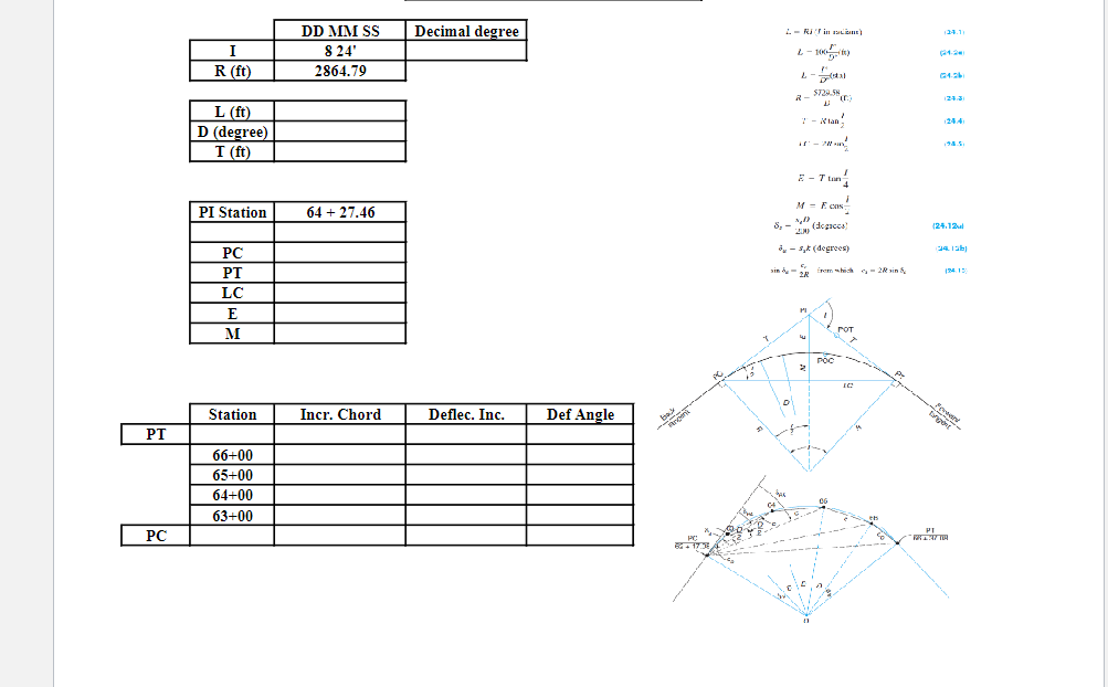 Solved horizantal curve plane surveying | Chegg.com