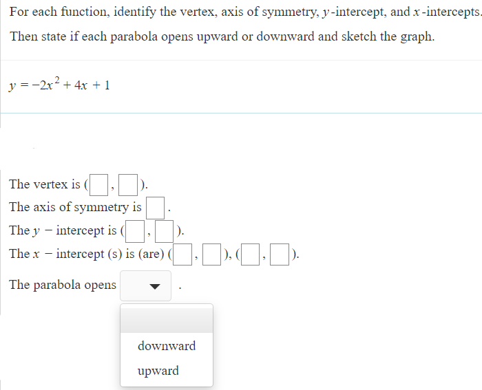 Solved For each function, identify the vertex, axis of | Chegg.com