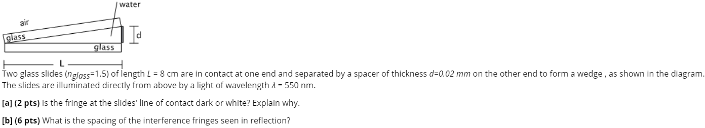 Solved water glass glass Two glass slides (nglass=1.5) of | Chegg.com