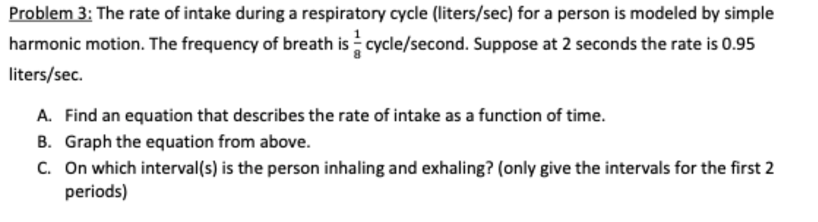 Solved Problem 3: The rate of intake during a respiratory | Chegg.com