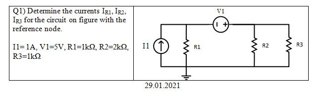 Solved V1 Q1) Determine the currents IRI.IR2. Ir3 for the | Chegg.com