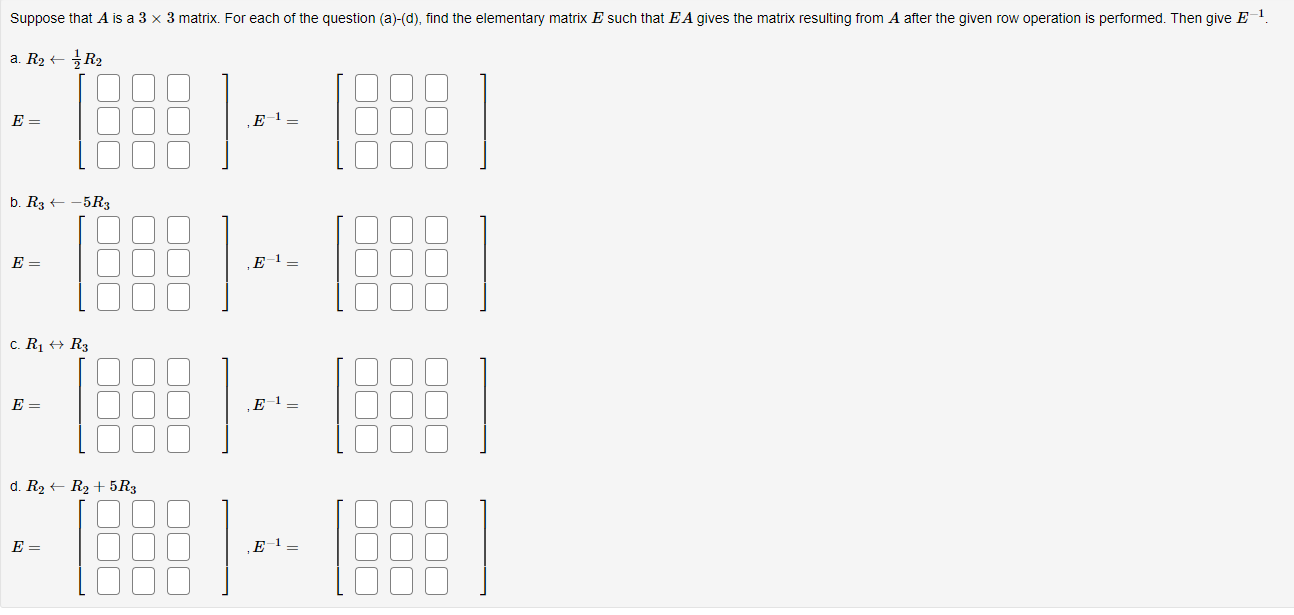Solved Suppose that A is a 3×3 matrix. For each of the | Chegg.com