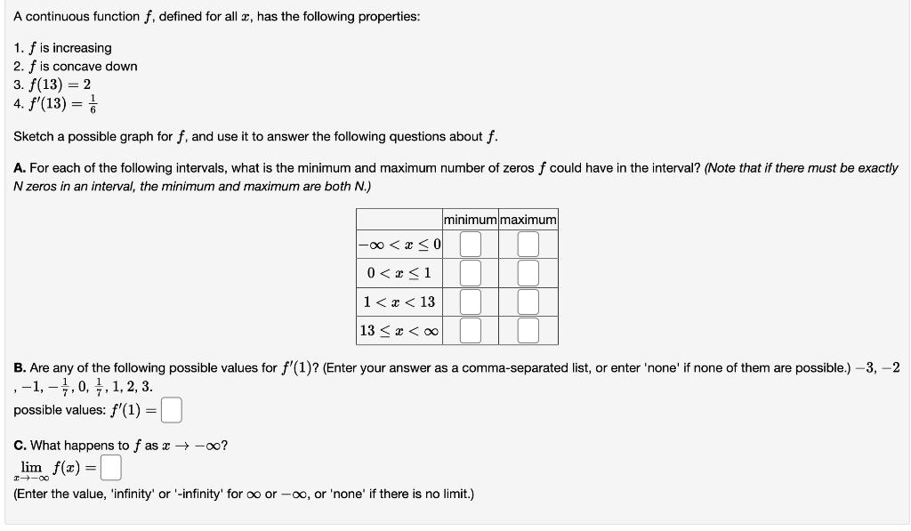 Solved A continuous function f, defined for all x, has the | Chegg.com