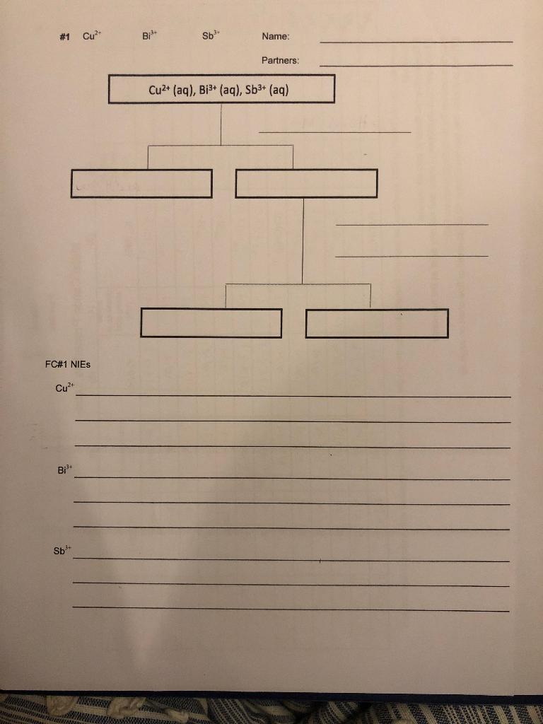 Solved #1 Cu? BP Sb Name: Partners: Cu2+ (aq), BiS+ (aq), | Chegg.com