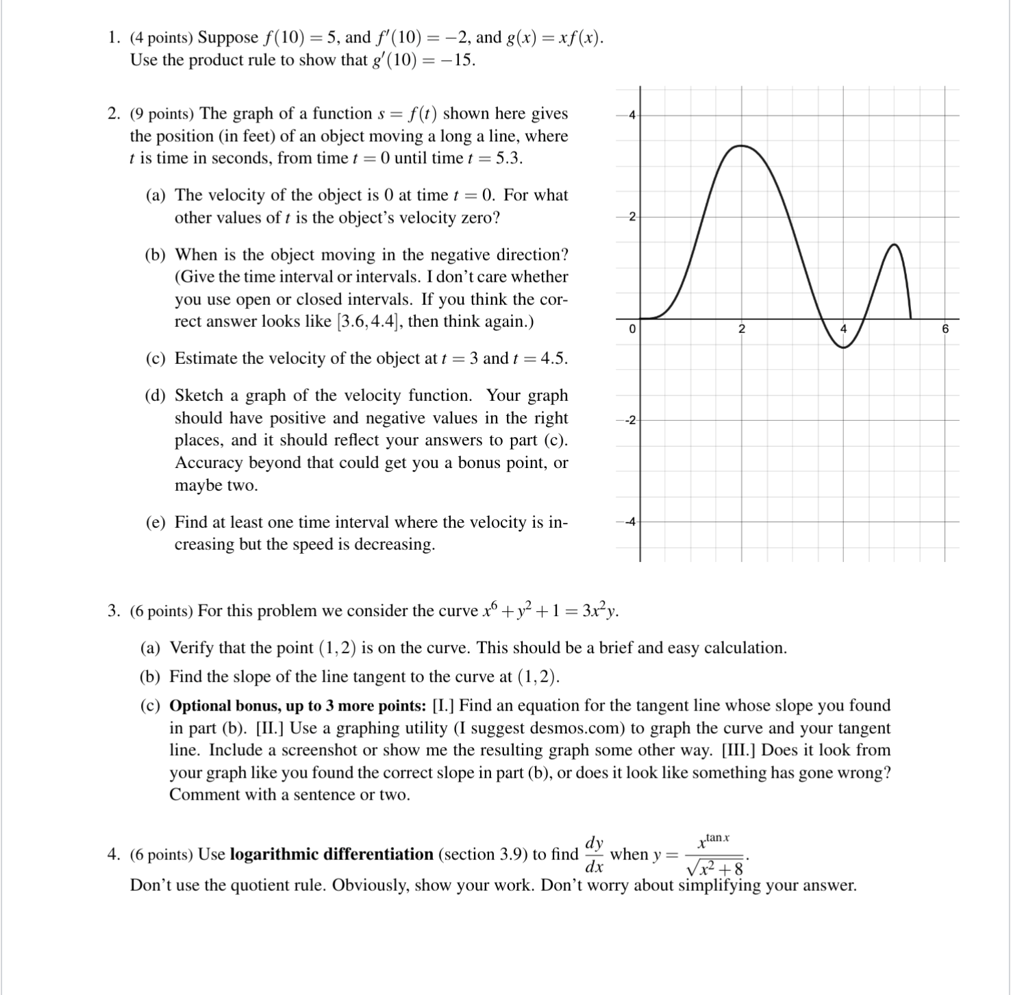 Solved 1. (4 points) Suppose f(10)=5, and f′(10)=−2, and | Chegg.com