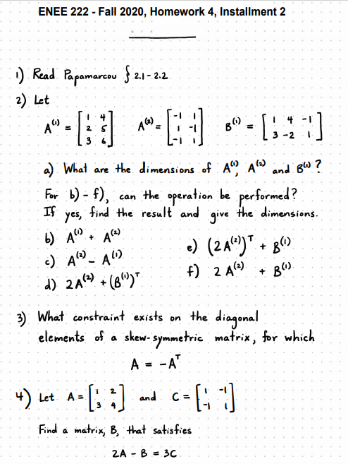 Solved ENEE 222 - Fall 2020, Homework 4, Installment 2 1) | Chegg.com