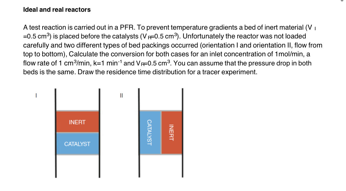 Solved Ideal and real reactors A test reaction is carried | Chegg.com
