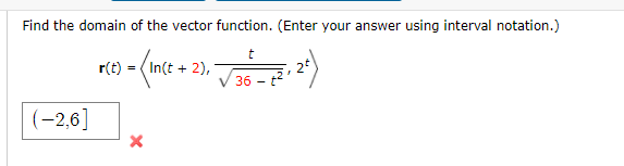 Solved Find the domain of the vector function. (Enter your | Chegg.com