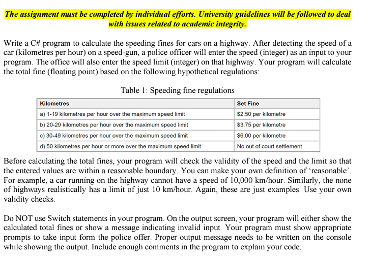 Solved The assignment must be completed by individual | Chegg.com