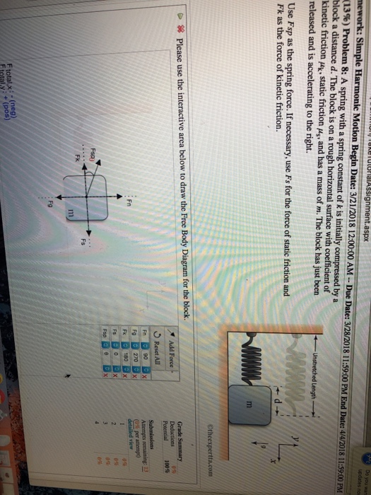 Solved Do (13%) Problem 8: A spring with a spring constant | Chegg.com