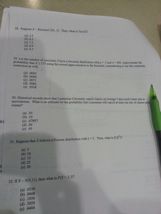 Solved 24. Suppose we have the following discrete PMF | Chegg.com