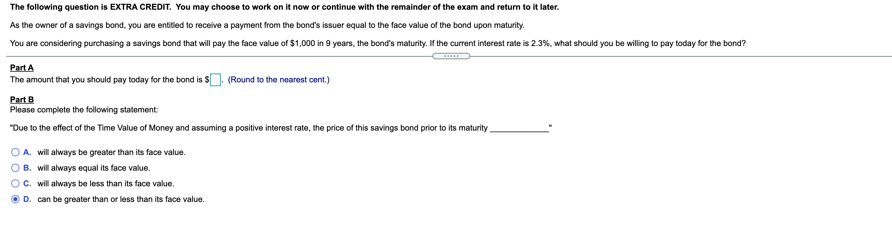Solved The following question is EXTRA CREDIT. You may | Chegg.com