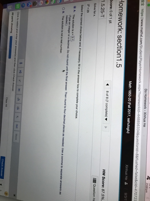 Solved Solve for x. 3^x = 29 Select the correct choice | Chegg.com