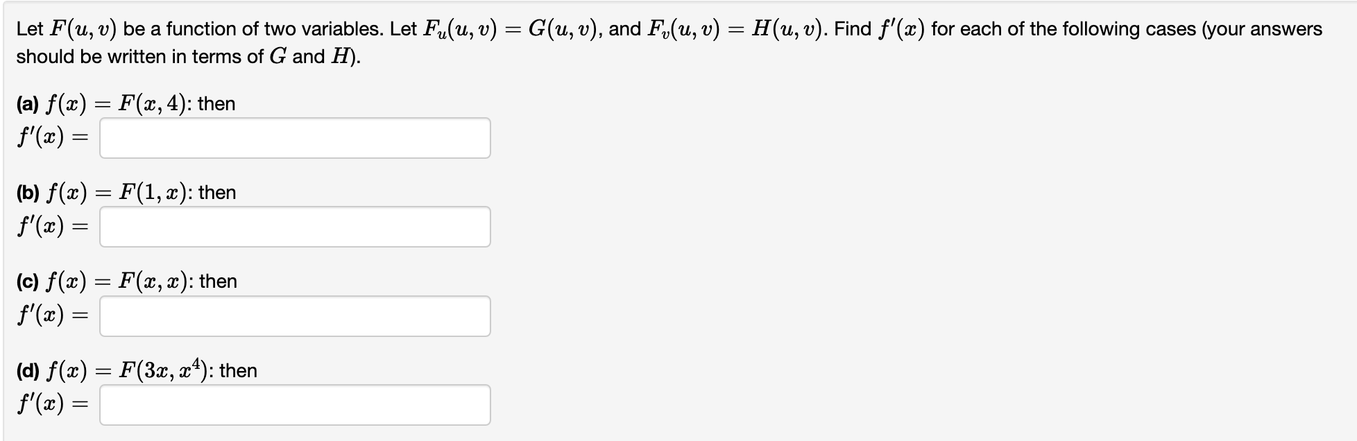 Solved Let F(u,v) be a function of two variables. Let | Chegg.com Solved Let F(u,v) be a function of two variables. Let | Chegg.com