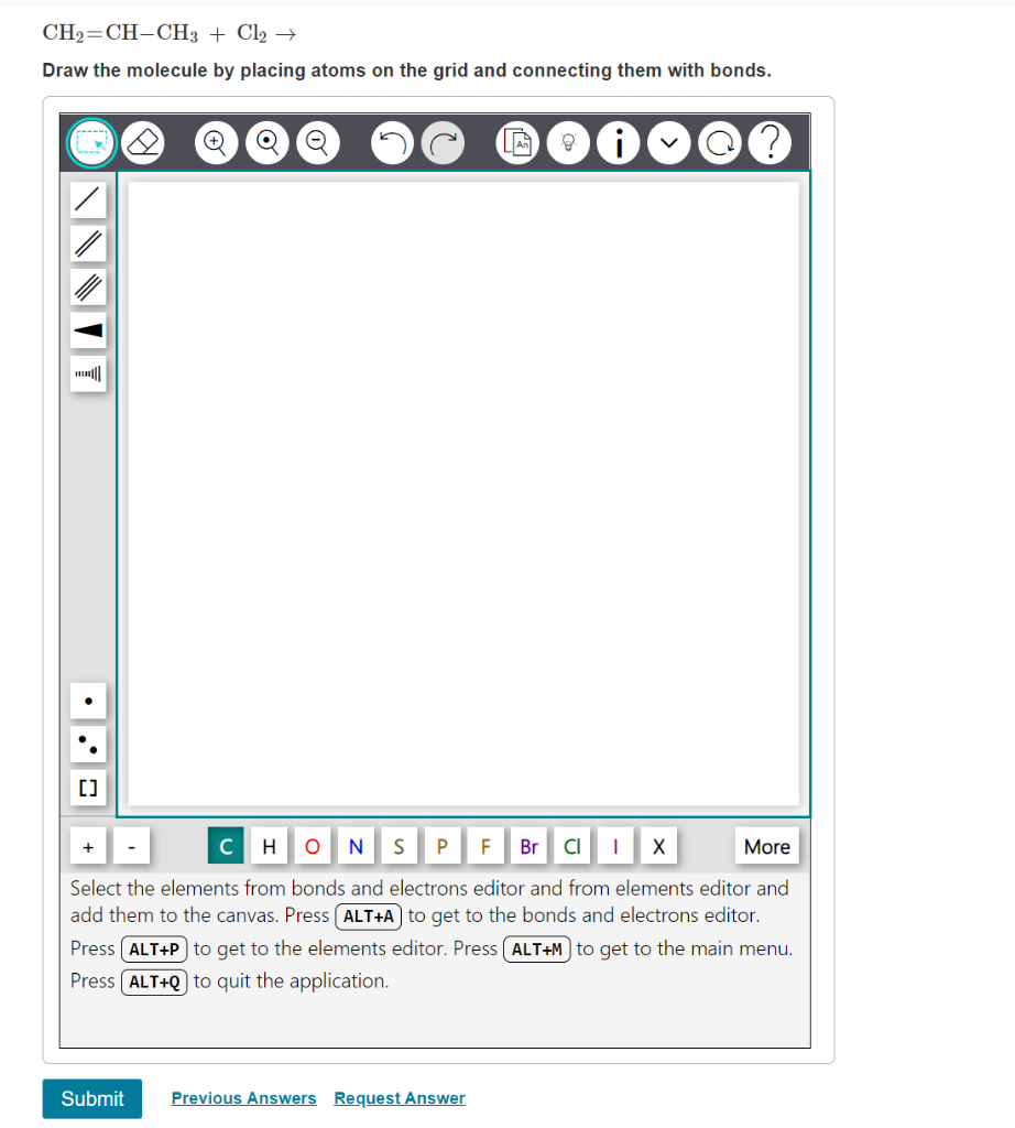 Solved CH2=CH−CH3+Cl2→ Draw the molecule by placing atoms on | Chegg.com