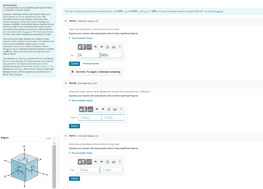 Solved The scale of stress al a poinl can be described by : | Chegg.com