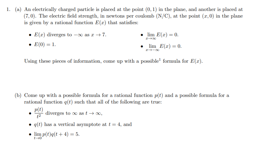 Solved 1. (a) An electrically charged particle is placed at | Chegg.com