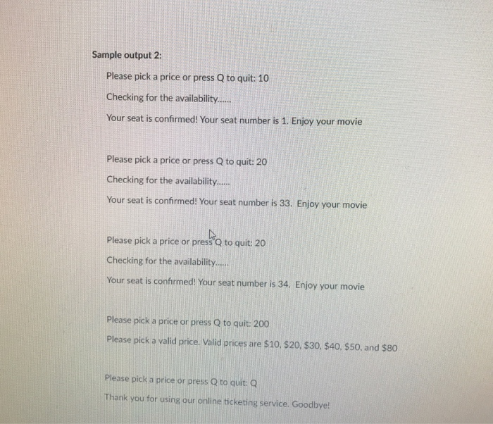 Solved 1. A theater seating chart is implemented as a | Chegg.com