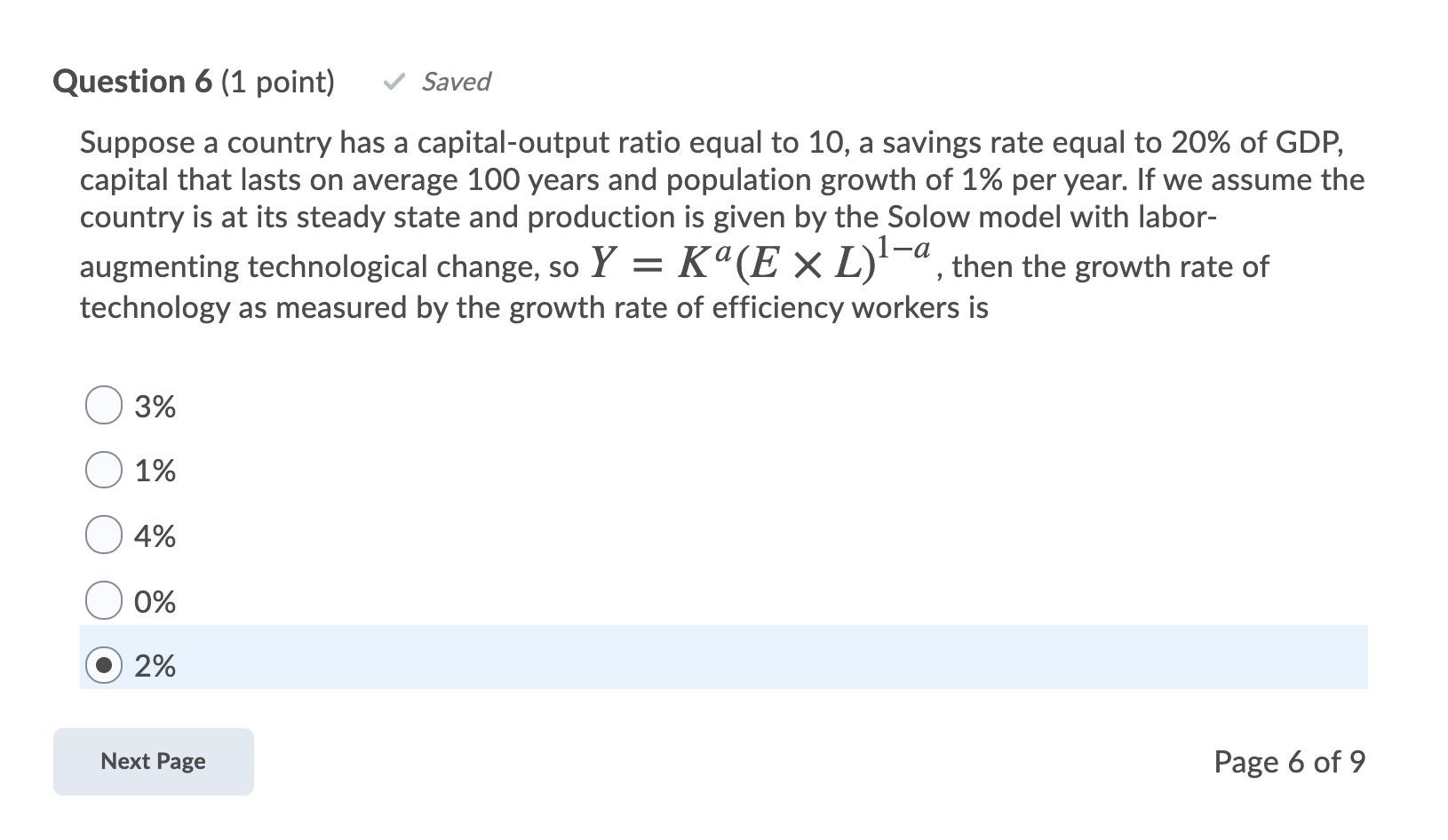 Solved Saved Question 6 (1 point) Suppose a country has a | Chegg.com