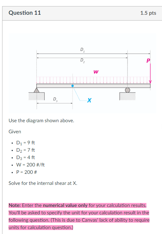 Solved - D1=9ft - D2=7ft - D3=4ft - W=200#/ft - P=200# Solve | Chegg.com