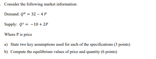 Solved Consider the following market information: Demand: | Chegg.com