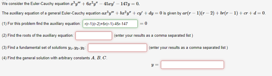 Solved We consider the Euler-Cauchy equation ry" + 6x²y" – | Chegg.com