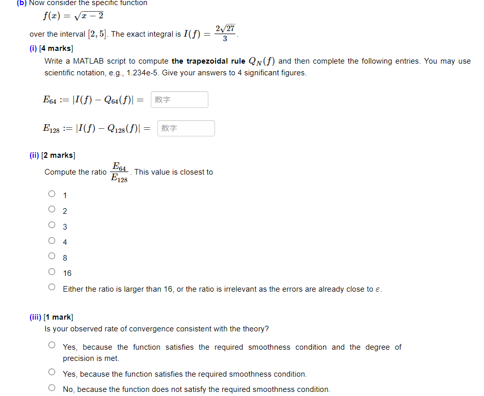 Solved (b) Now consider the specific function f(3) = 2 - 2 | Chegg.com