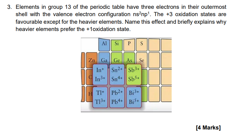 Solved 3. Elements in group 13 of the periodic table have | Chegg.com