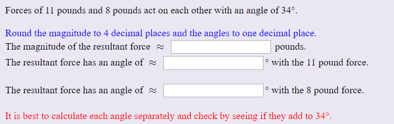 Solved Forces of 11 pounds and 8 pounds act on each other | Chegg.com