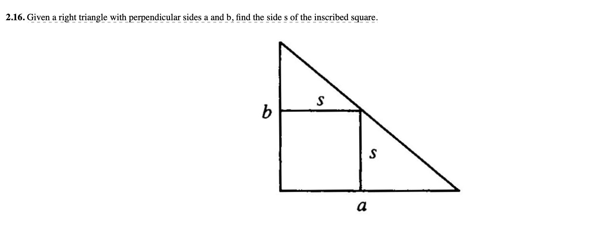 Solved 2.16. Given a Given a right triangle with | Chegg.com