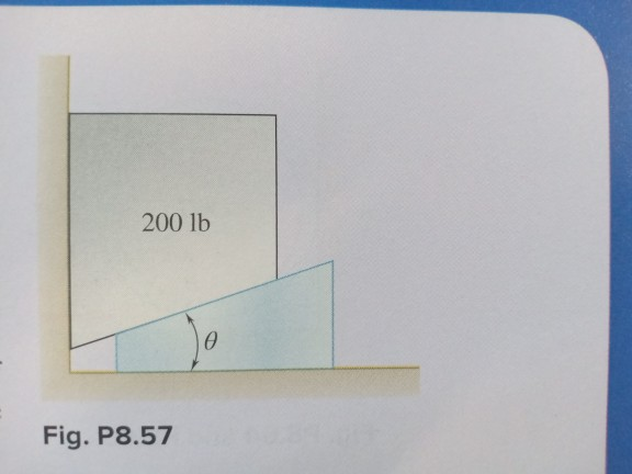 Solved 8.57 A 200-lb block rests as shown on a wedge of | Chegg.com