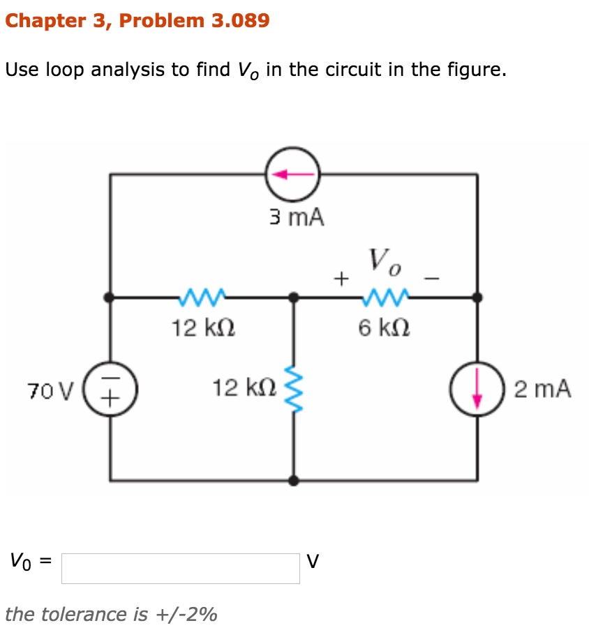 Solved Chapter 3, Problem 3.089 Use loop analysis to find Vo | Chegg.com