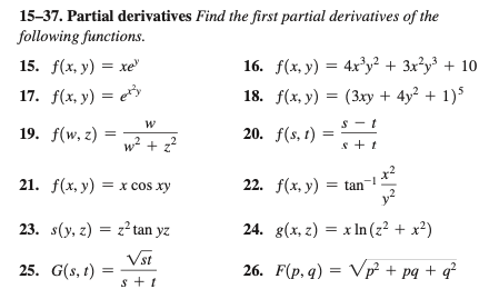 Solved 15–37. Partial derivatives Find the first partial | Chegg.com