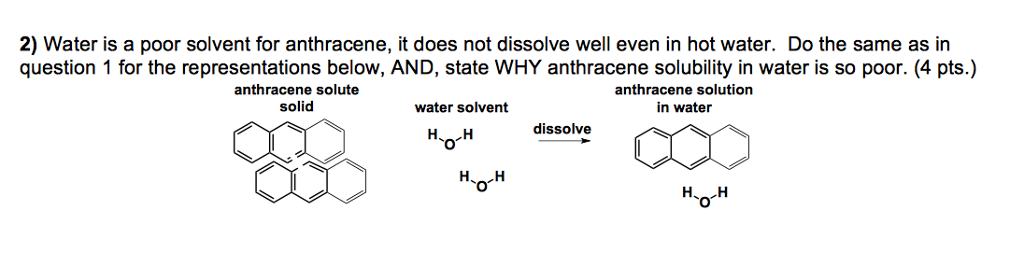 Solved 2) Water is a poor solvent for anthracene, it does | Chegg.com