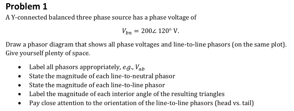 Solved Problem 1 A Y Connected Balanced Three Phase Source