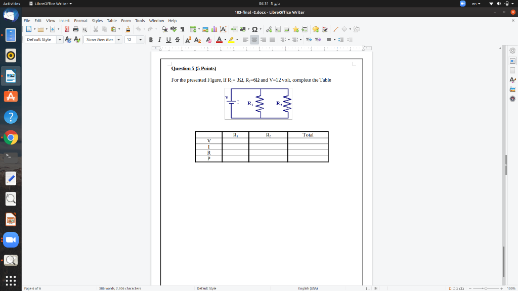 Solved Activities LibreOffice Writer - 06:31 5 xelo | Chegg.com