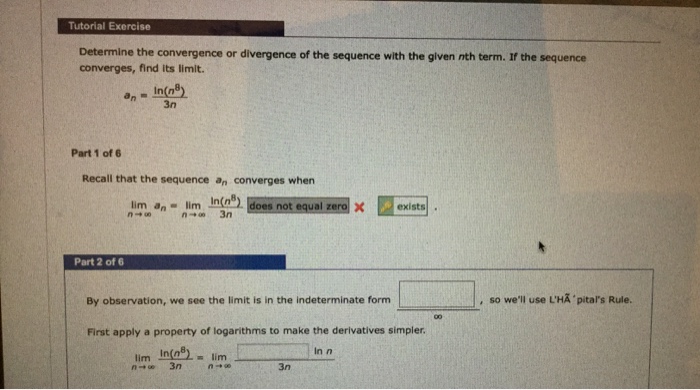 Solved Tutorial Exercise Determine the convergence or | Chegg.com Solved Tutorial Exercise Determine the convergence or | Chegg.com