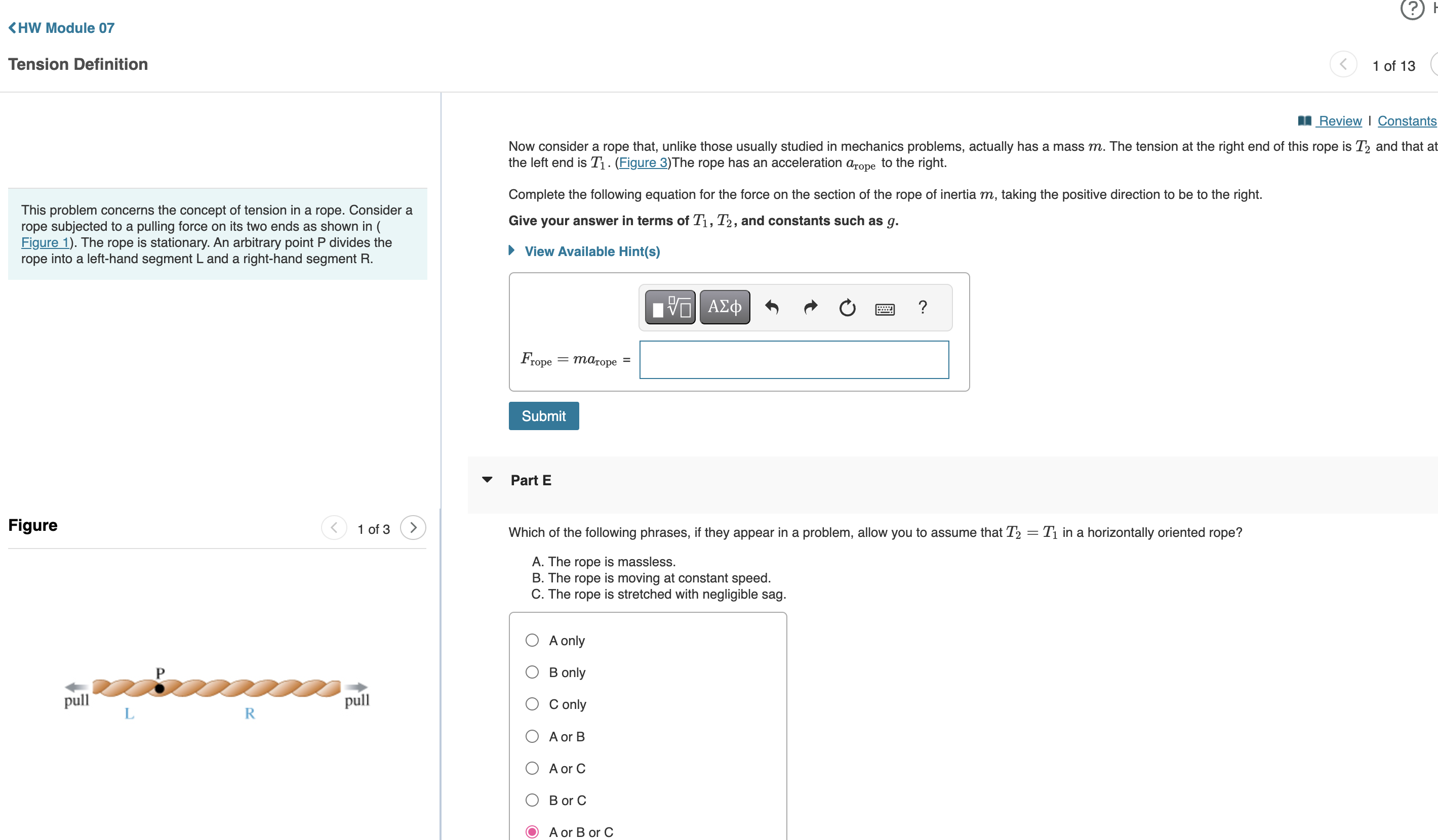 Solved Tension DefinitionNow consider a rope that, unlike | Chegg.com