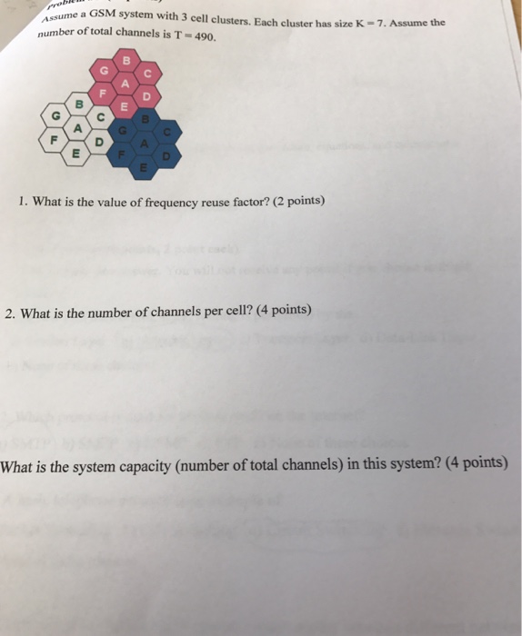 Solved Assume a GSM system with 3 cell clusters. Each | Chegg.com