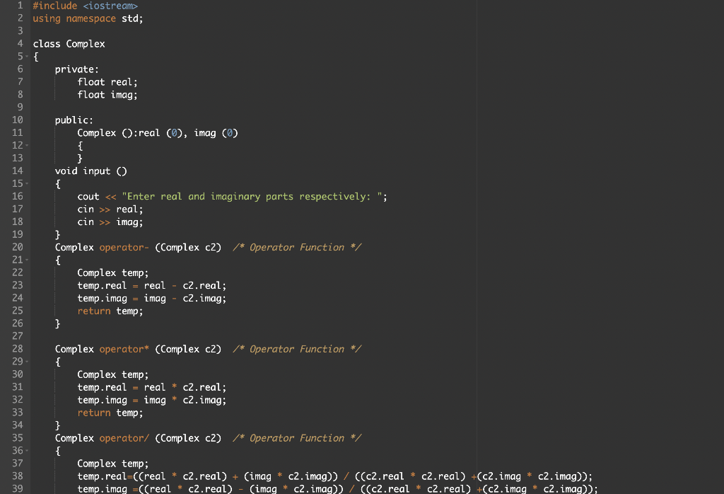 Solved Add the ++ operator to the complex class and | Chegg.com