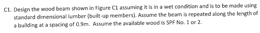 Solved C1. Design the wood beam shown in Figure C1 assuming | Chegg.com