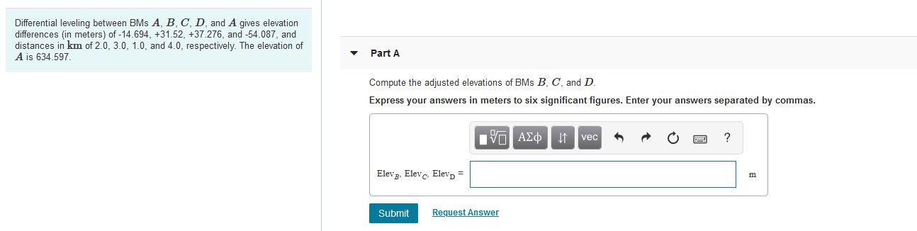 Solved Differential leveling between BMs A, B, C, D, and A | Chegg.com
