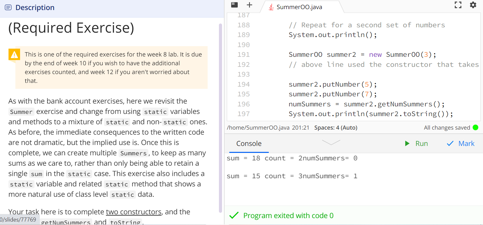 Solved ** * This Object-Oriented version of the "Summer" | Chegg.com