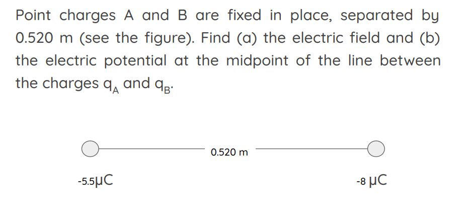Solved Point charges A and B are fixed in place, separated | Chegg.com