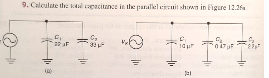 Solved 9. Calculate the total capacitance in the parallel | Chegg.com
