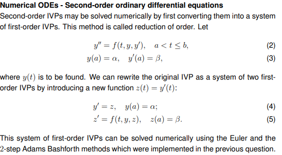 Solved Numerical ODEs - Second-order ordinary differential | Chegg.com