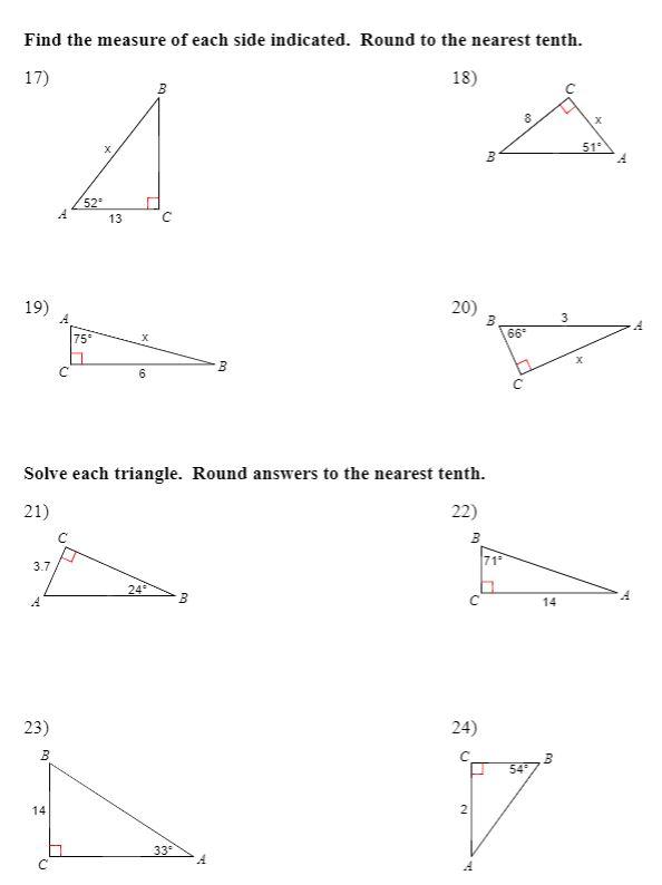 Solved Find the measure of each side indicated. Round to the | Chegg.com