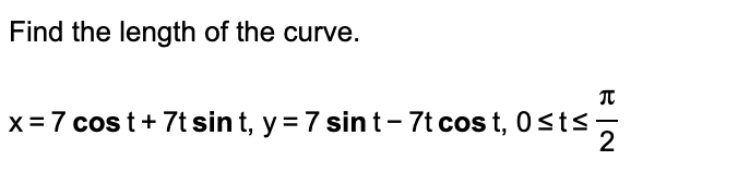 Solved Find the length of the curve. | Chegg.com